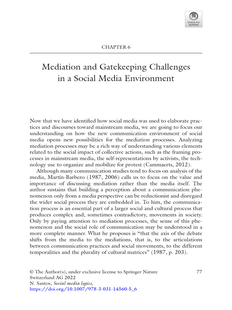 Mediation and Gatekeeping Challenges in A Social Media Environment ...