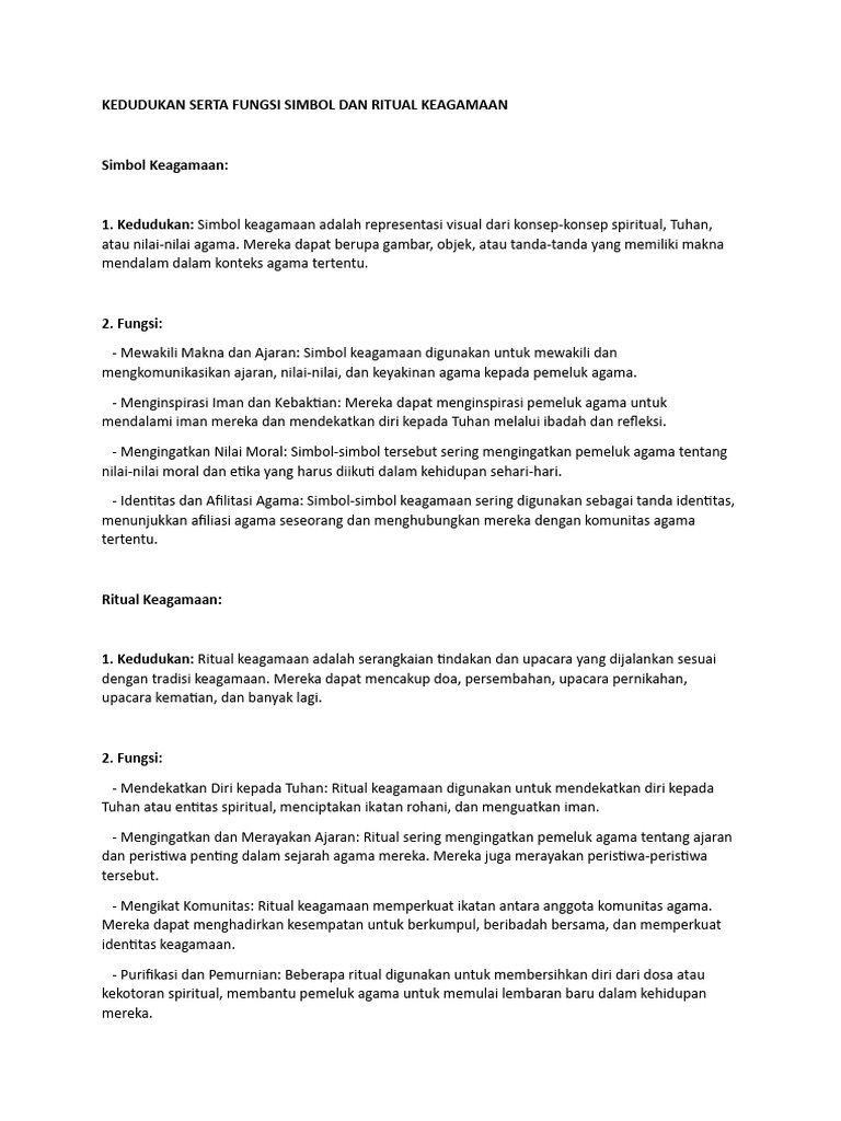Simbol dan Ritual dalam Keagamaan | PDF | Karier & Perkembangan | Sains ...
