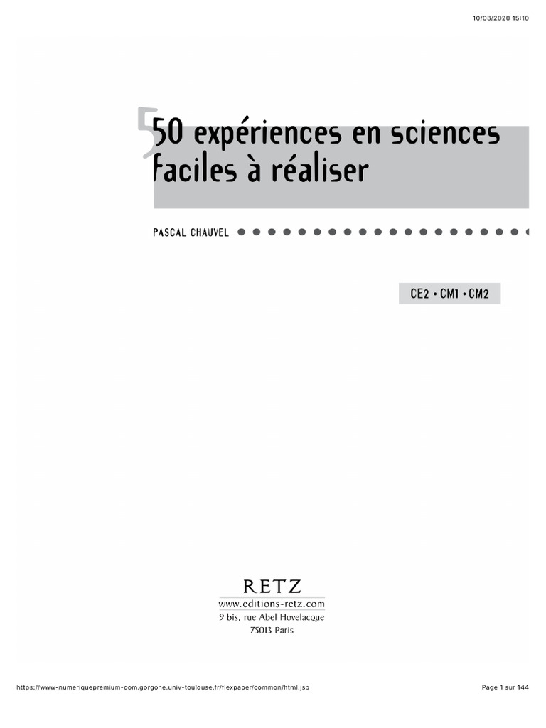 50 Expériences en Sciences Faciles à Réaliser | PDF