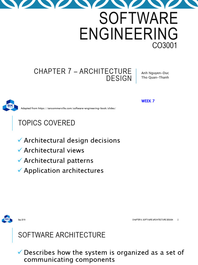 07_Ch7 Architectural Design_2022 | PDF | Software Architecture | System