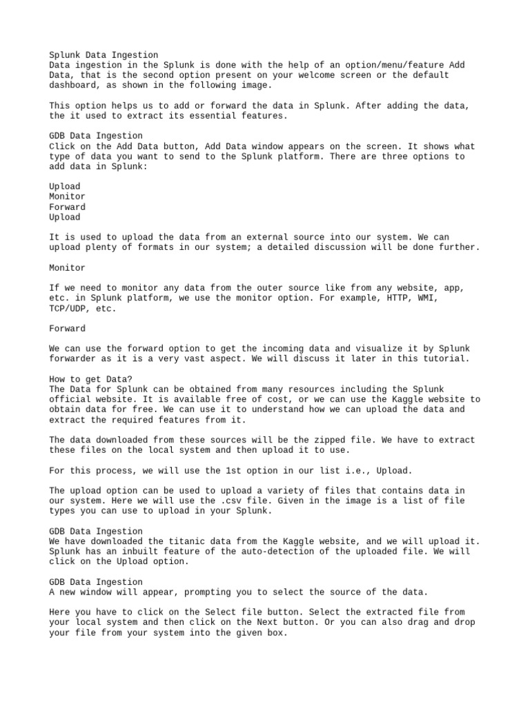 Splunk Data Ingestion1 | PDF | Button (Computing) | Computer File