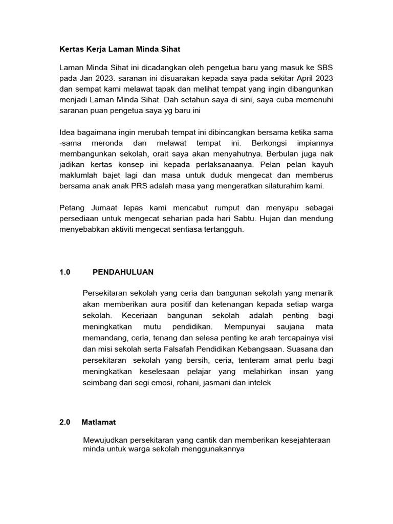Kertas Kerja Laman Minda Sihat | PDF