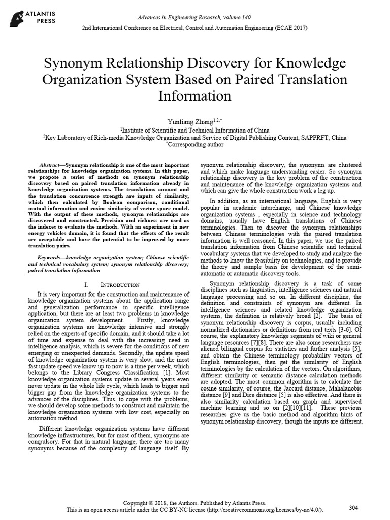 Synonym Relationship Discovery For Knowledge Organization System Based ...