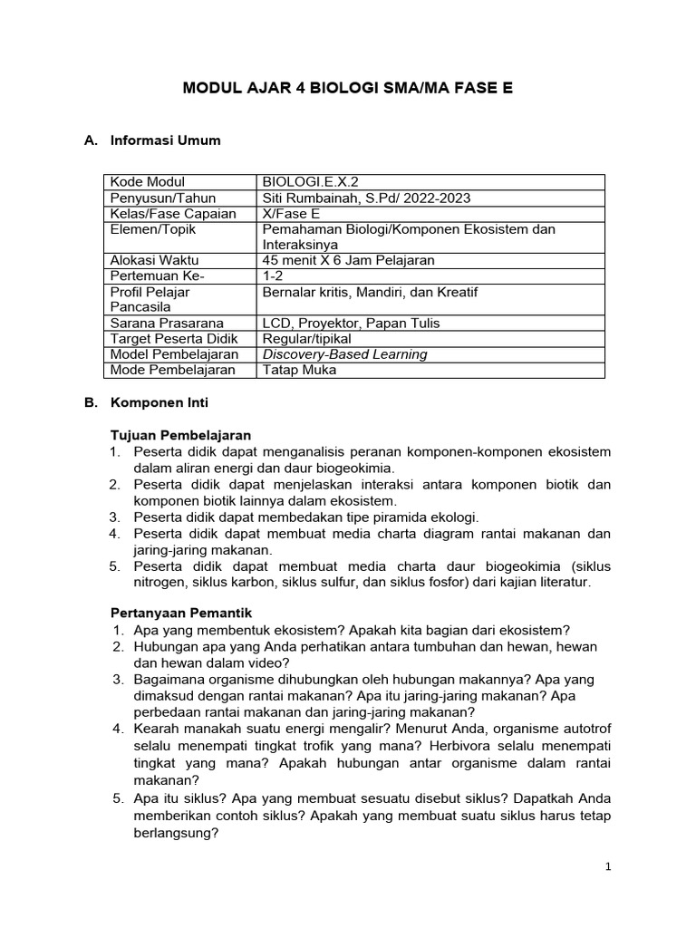 Komponen Ekosistem dan Interaksinya | PDF