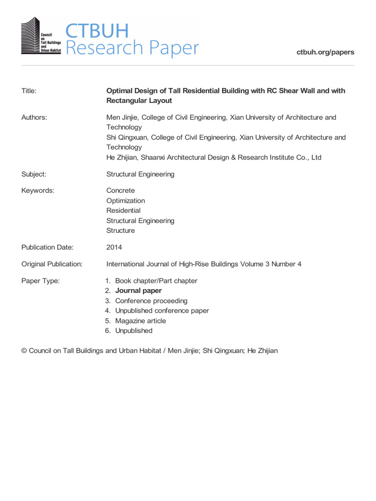 2253 Optimal Design of Tall Residential Building With RC Shear Wall and With Rectangular Layout ...
