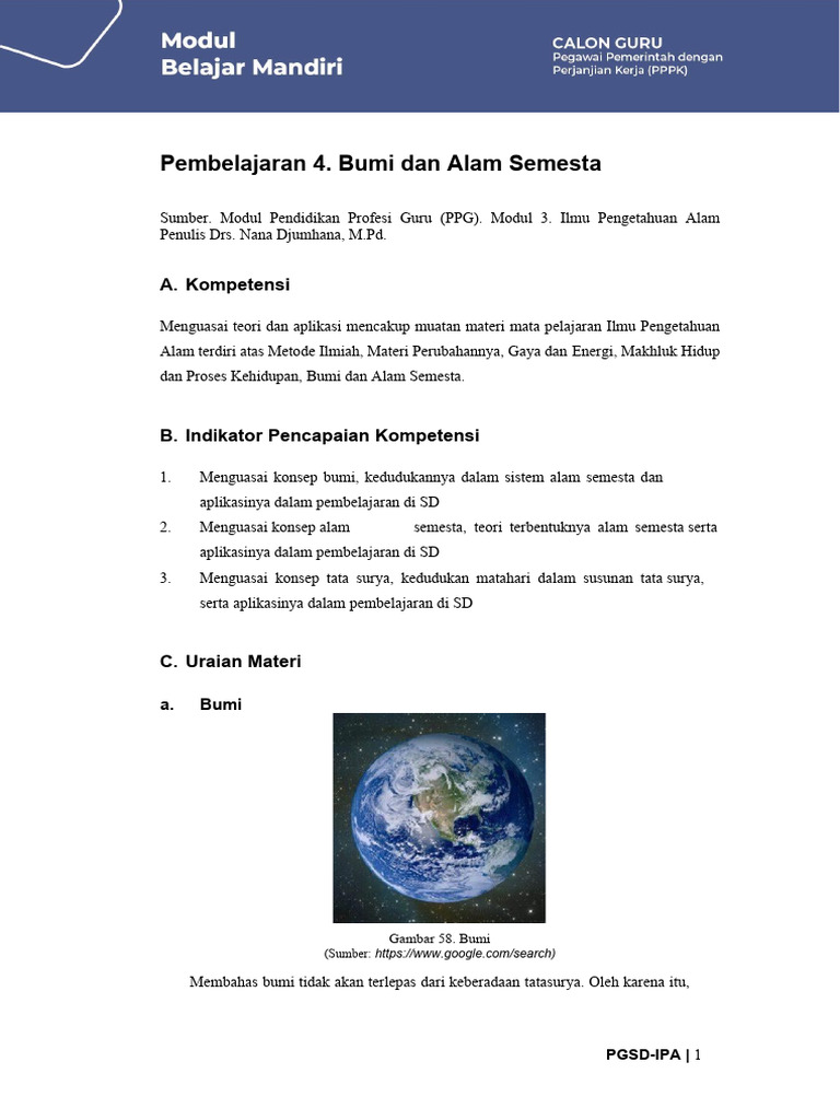 Modul Bahan Belajar - PGSD-IPA - 2021 Pembelajaran 4 | PDF