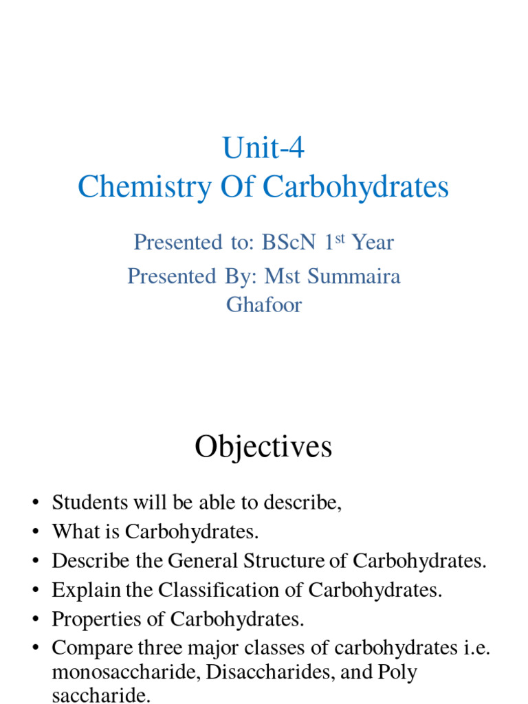 Unit-4 (Chemistry OfCarbohydrates) | PDF