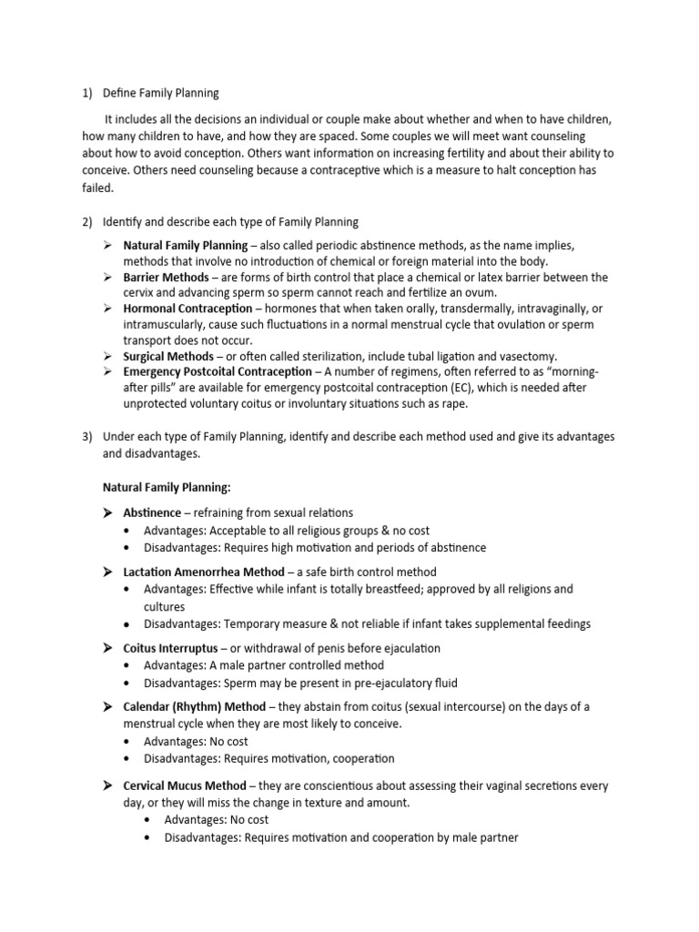 Family Planning Pdf Birth Control Sexual Intercourse