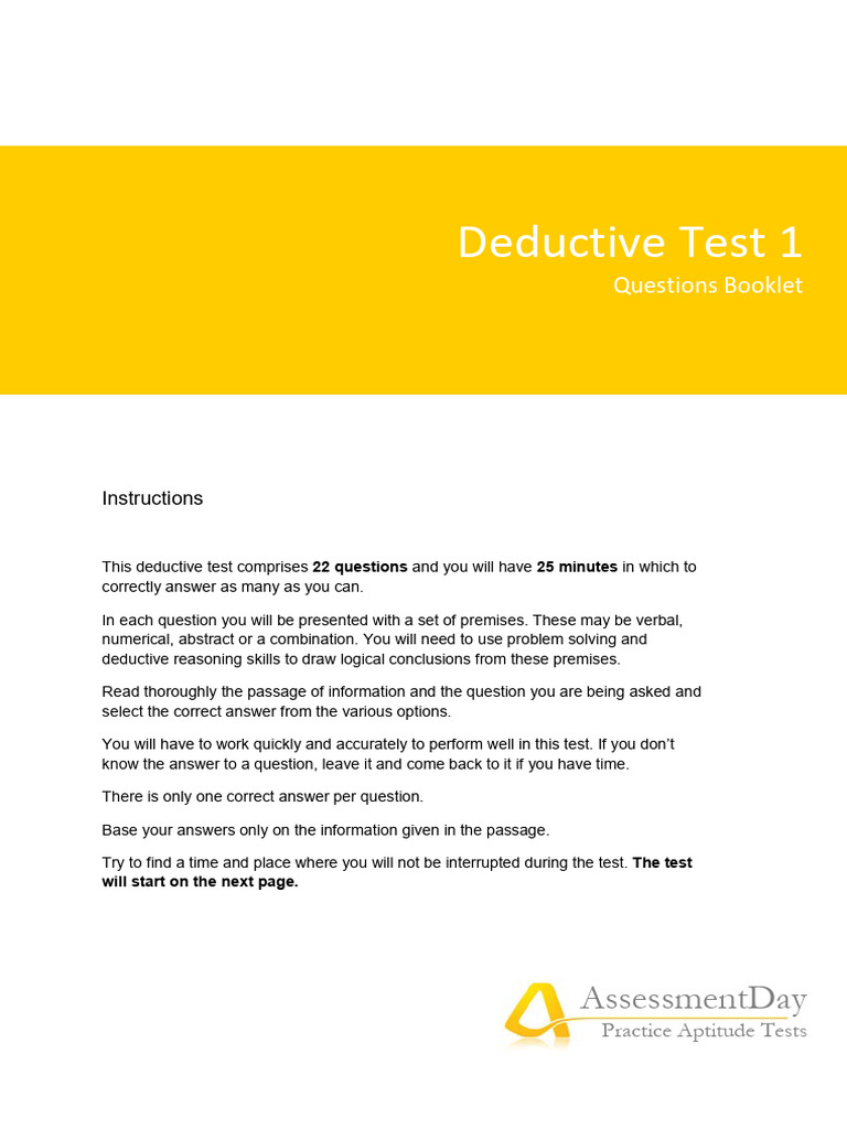 DeductiveTest1 Questions | PDF | Deductive Reasoning