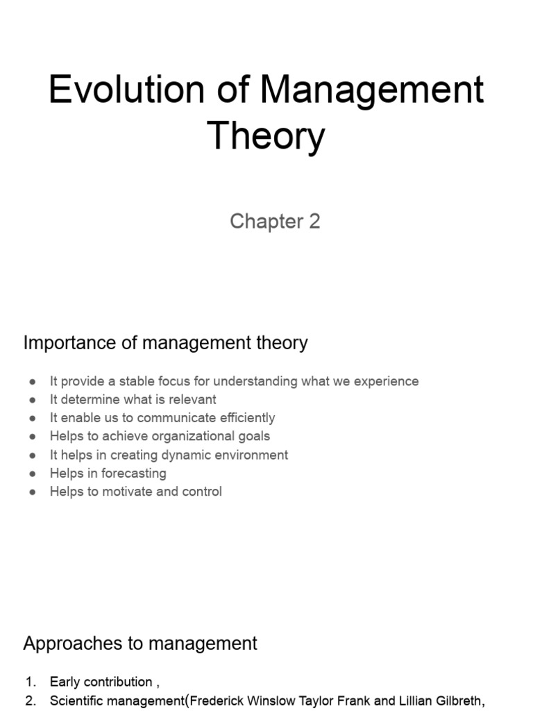 Evolution of Management Theory | PDF | Self-Improvement
