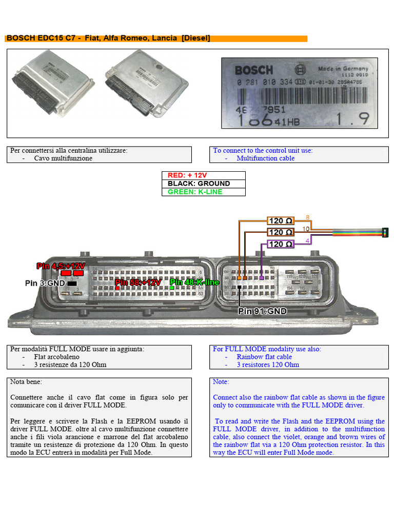 Pinout Bosch Edc15 C7 Fiat Alfa Lancia | PDF
