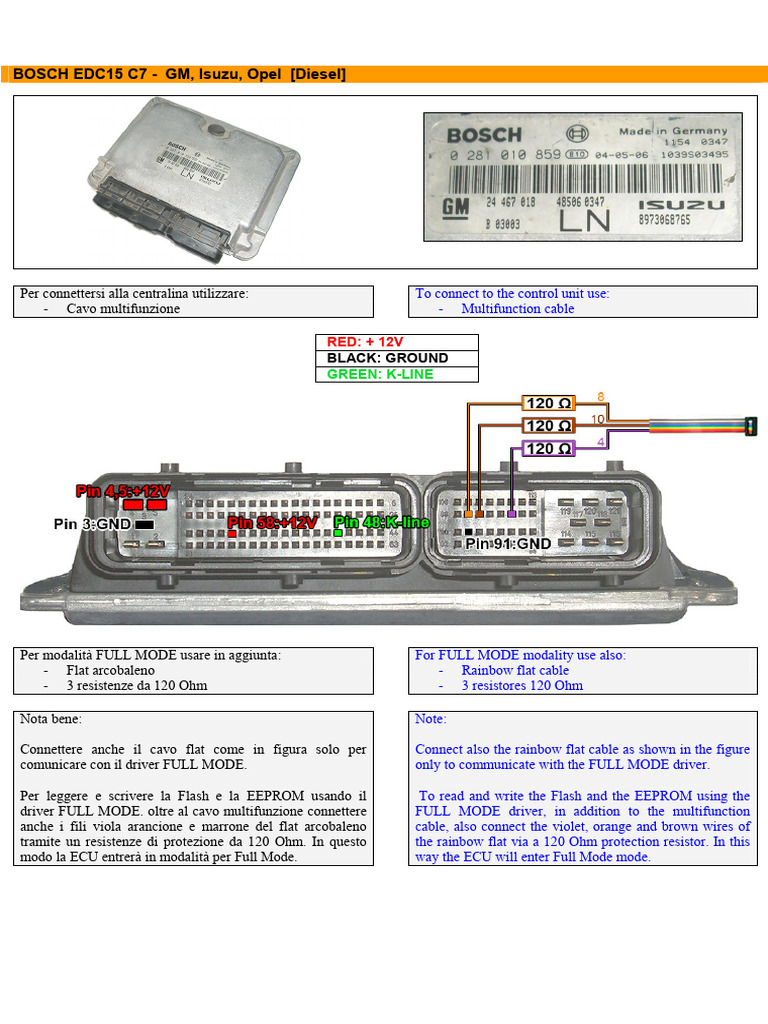 Pinout Bosch Edc15 C7 GM Opel Isuzu | PDF