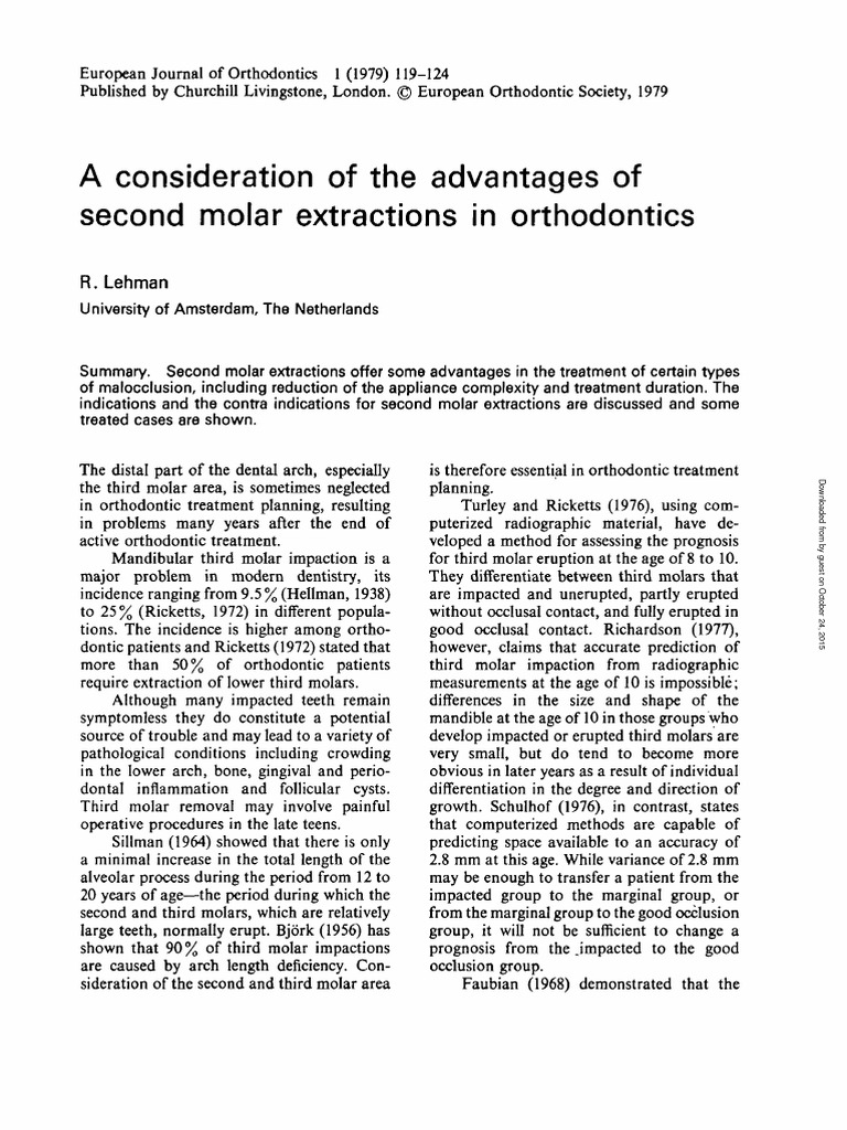 Benefits of Second Molar Extractions | PDF | Orthodontics | Medical ...
