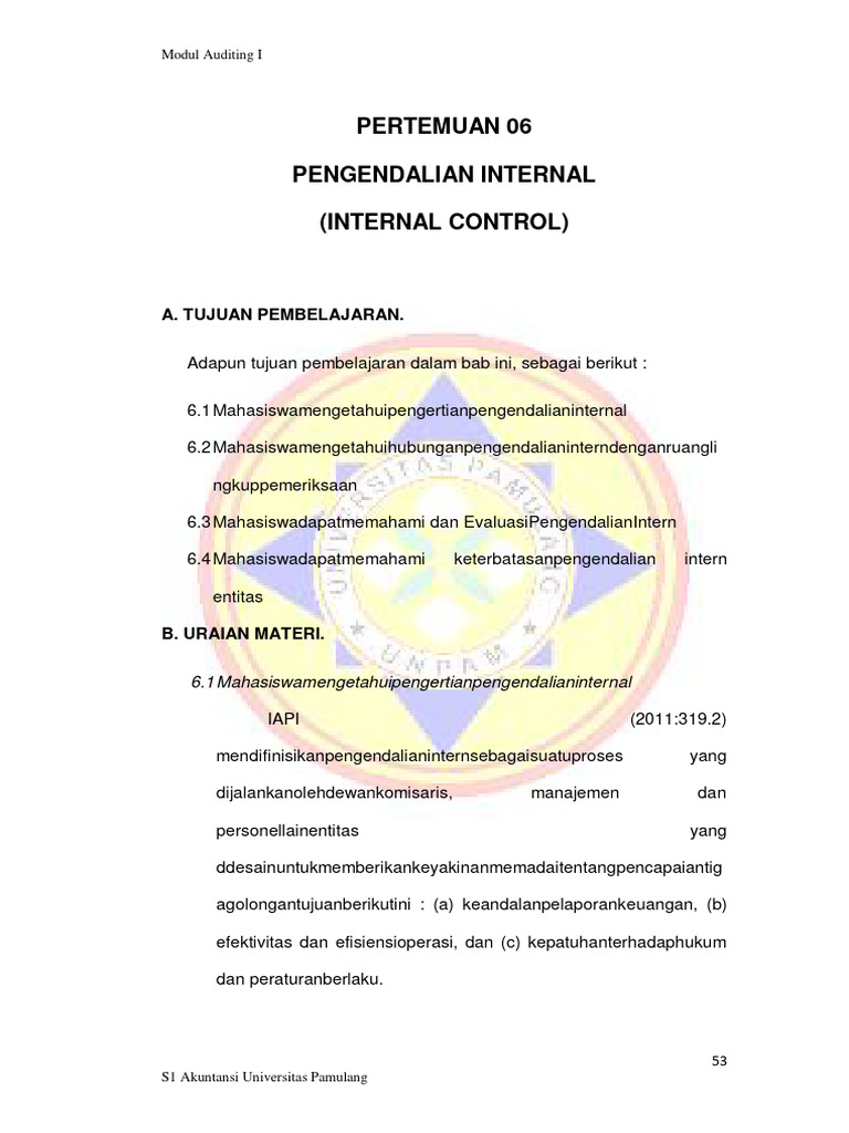 Pert. 6 PENGENDALIAN INTERNAL | PDF | Komputer