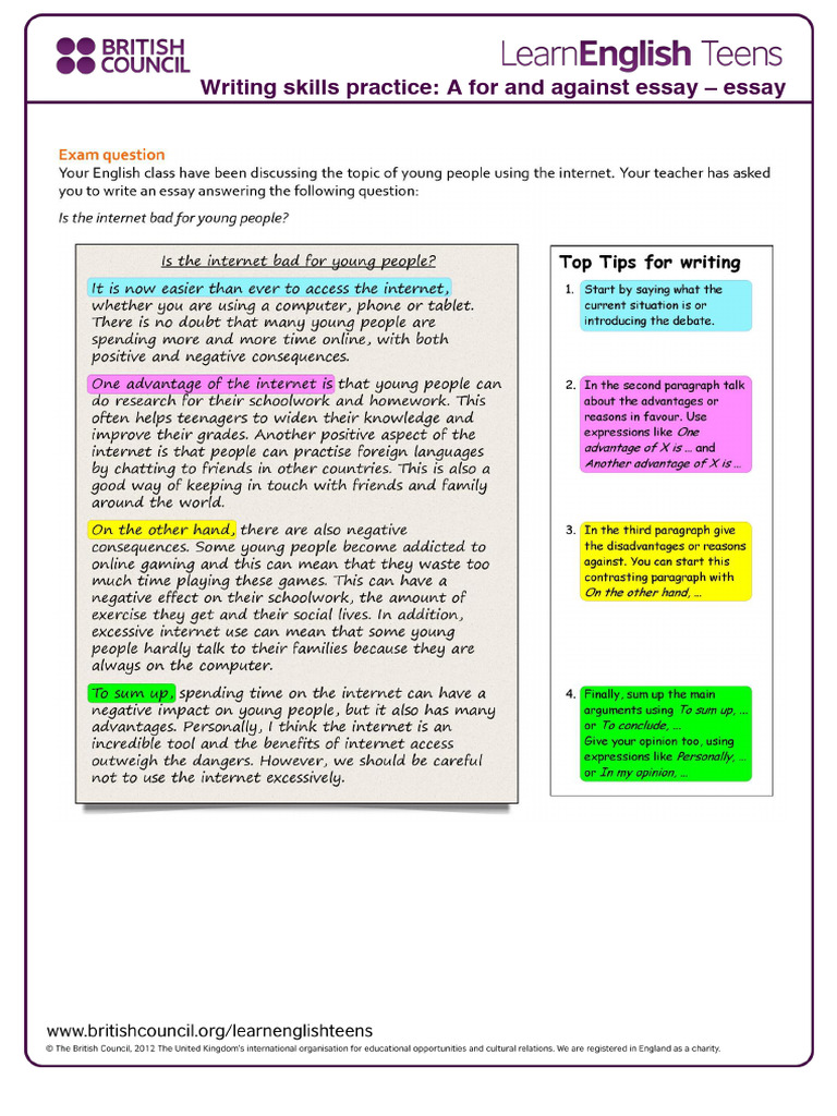 A For and Against Essay About The Internet - Essay | PDF