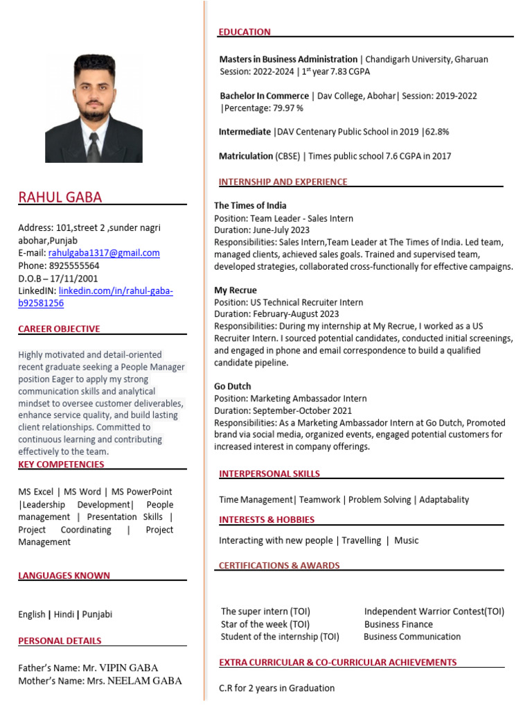 Rahul Gaba's Education & Experience | PDF | Career & Growth | Business