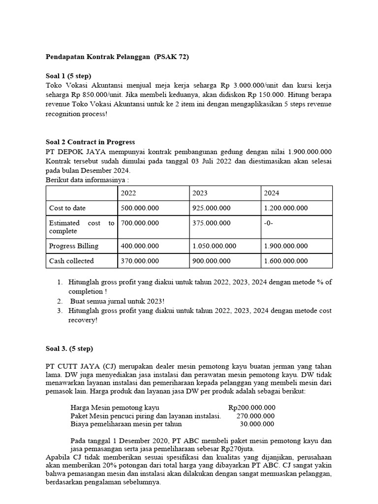 Latihan PSAK 72 CH 18 Revenue Recognition | PDF