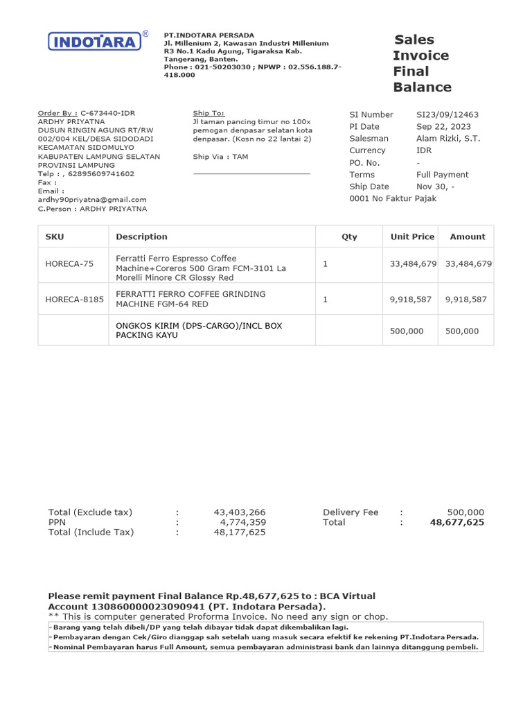 Invoice coffee | PDF