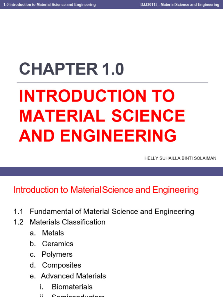 Chapter 1 - Introduction To Material Science and Engineering | PDF
