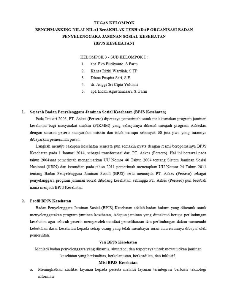 Tugas Kelompok Agenda 2 Benchmarking BPJS Kesehatan | PDF