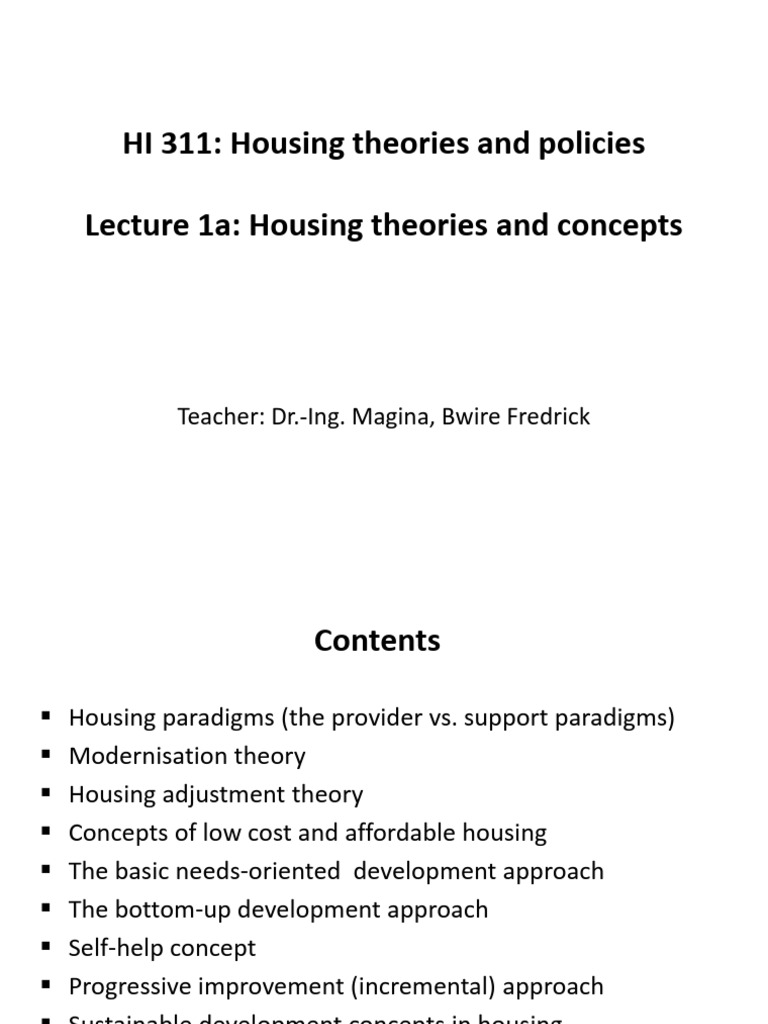 Housing theories and concepts | PDF