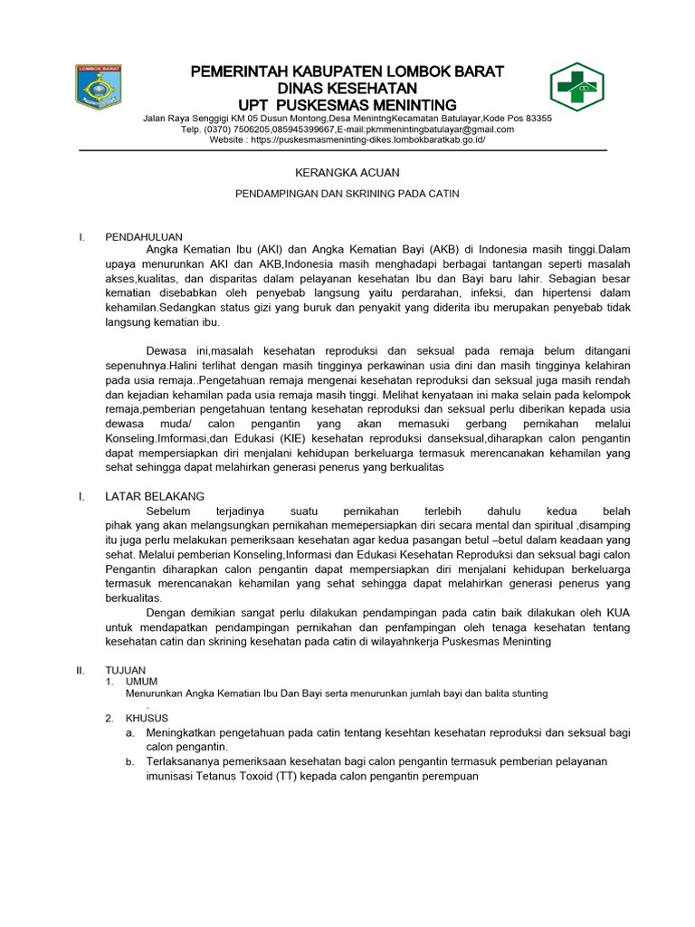 Karcu Pendampingan Catin | PDF | Kesehatan Holistik