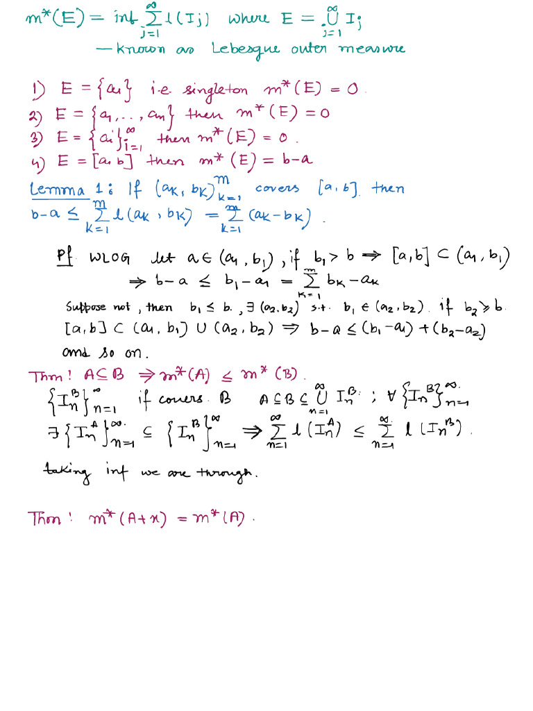 Measure Theory Class Notes | PDF