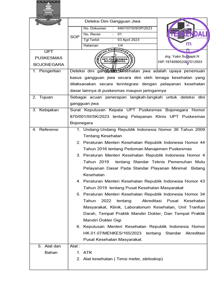 Sop Deteksi Dini | PDF