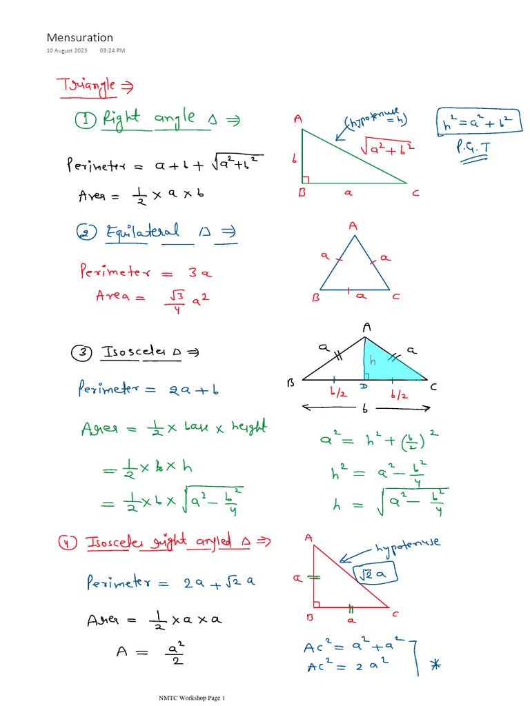NMTC Mensuration Workshop Overview | PDF