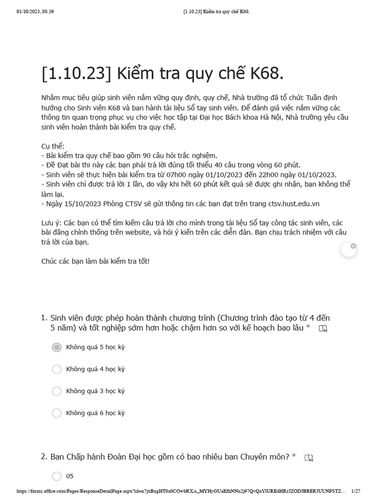 1.10.23 Kiểm tra quy chế K68 - | PDF