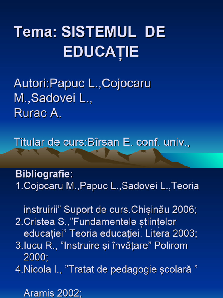 Tema 5 Sistemul de Educatie | PDF