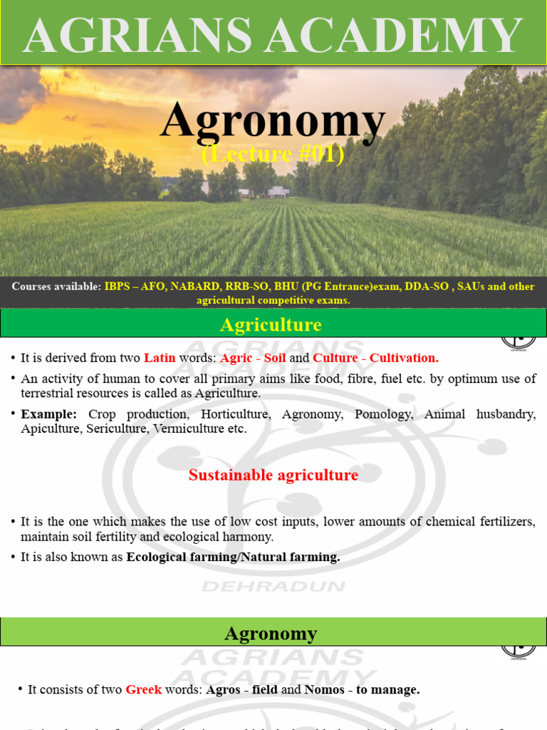 Introduction Agronomy | PDF