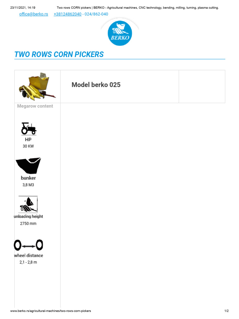 Berko Corn Picker | PDF | Home & Garden | Computers