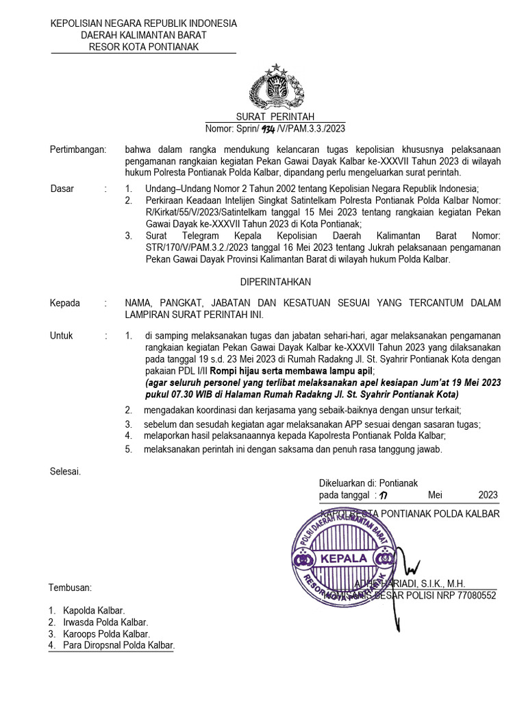 Pam Pekan Gawai Dayak Xxxvii Tahun 2023 | PDF