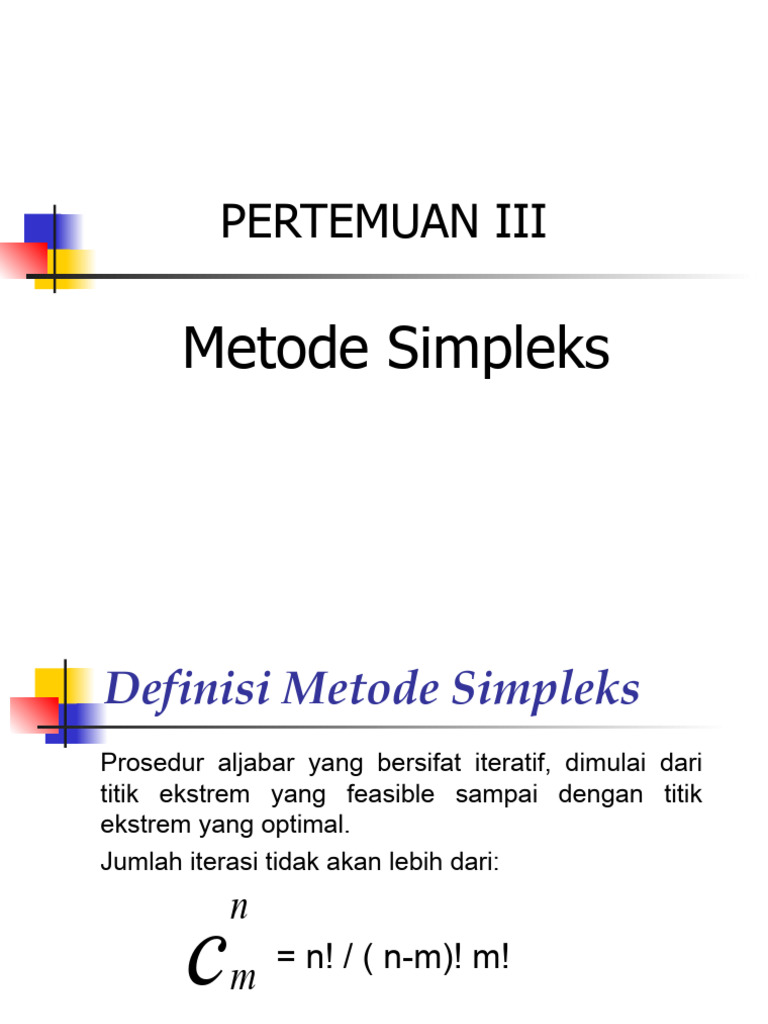 Pertemuan 03 Metode Simpleks Update 2022 | PDF