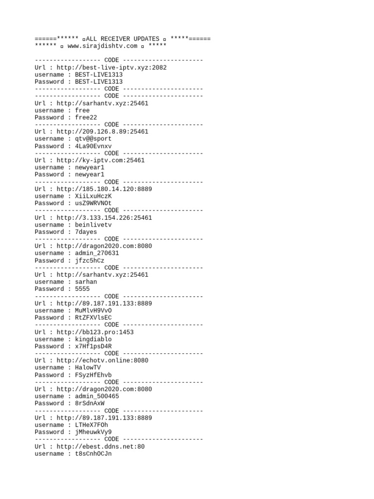 Xtream Iptv 2021 Top Working Code by All Receiver Software | PDF
