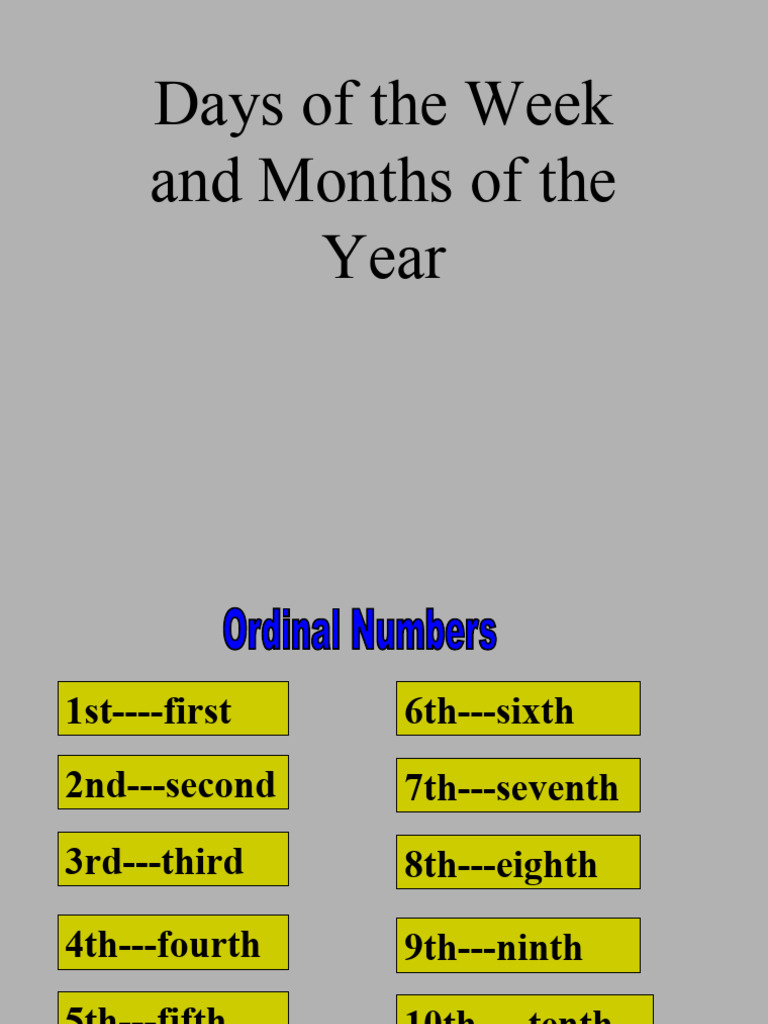 months and days, preposition | PDF | Workweek And Weekend