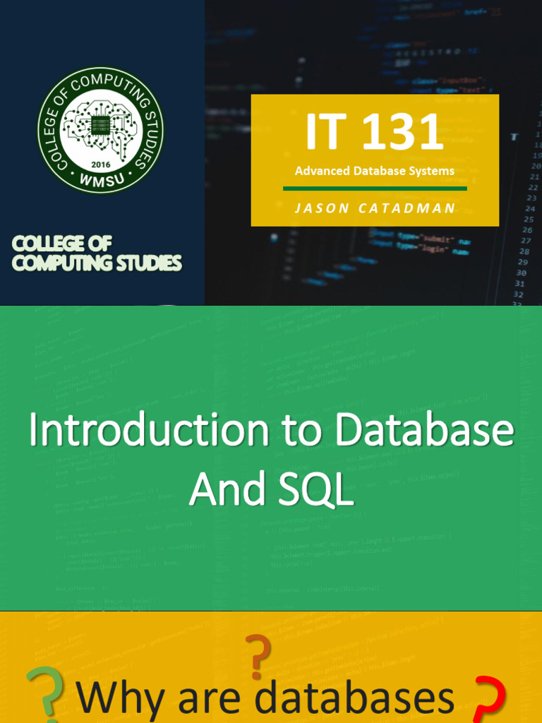 Week 1 2 IT 131 Introduction To Databases and SQL | PDF