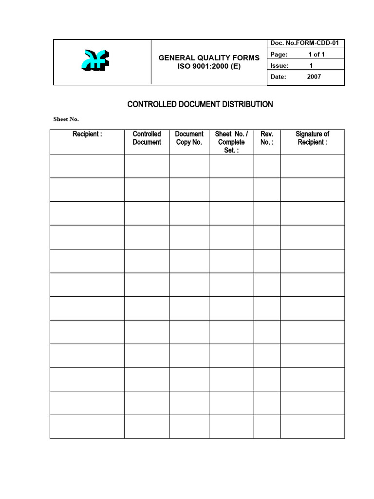 CONTROLLED DOCUMENT DISTRIBUTION | PDF