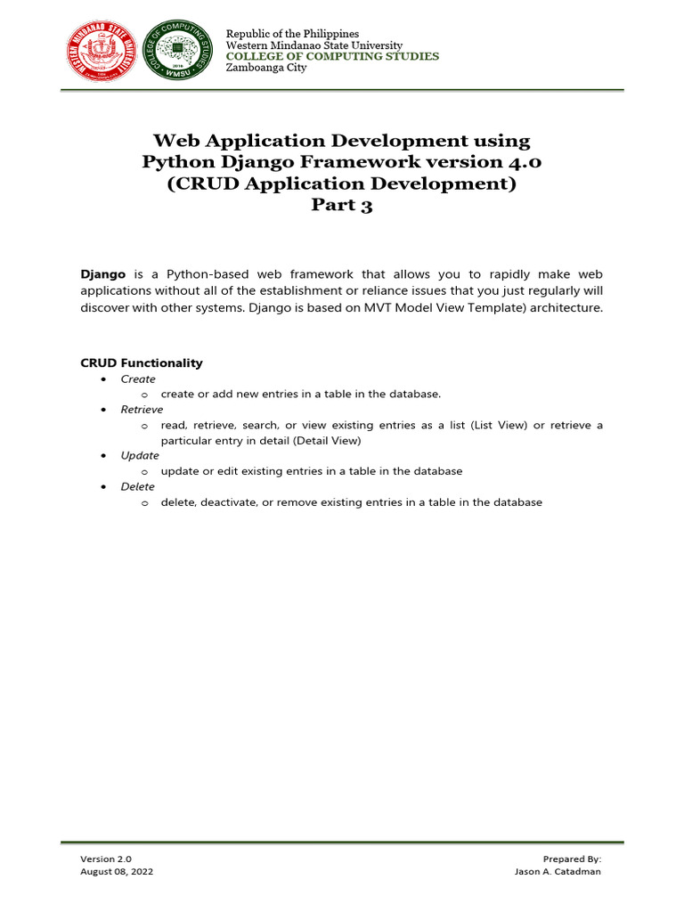 CRUD Application Using Python Django Framework Part3 | PDF CRUD Application Using Python Django Framework Part3 | PDF