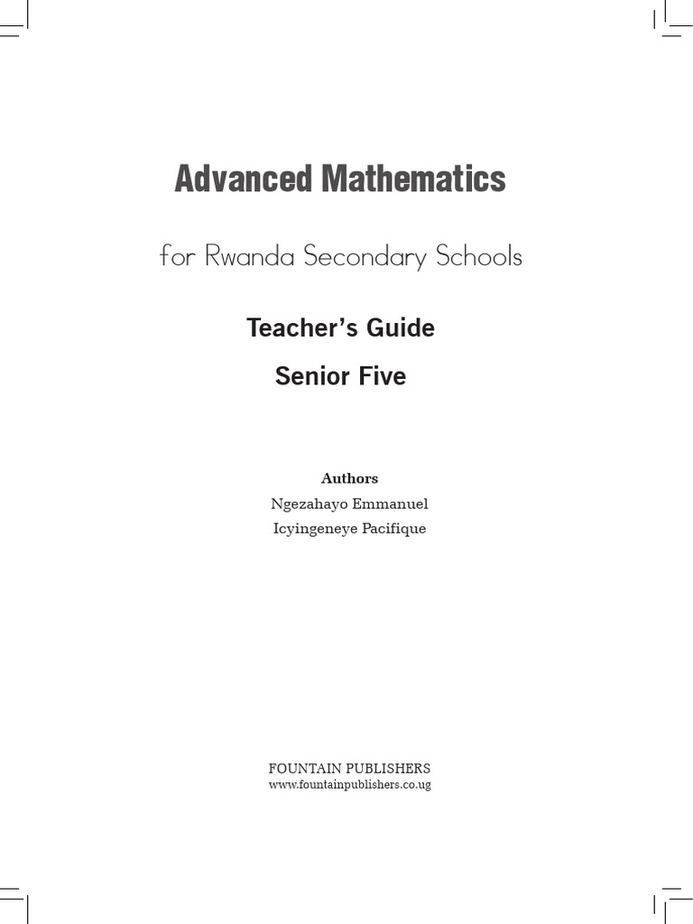 Secondary Schools - Advanced Mathematics - Teacher's Book - Senior Five ...