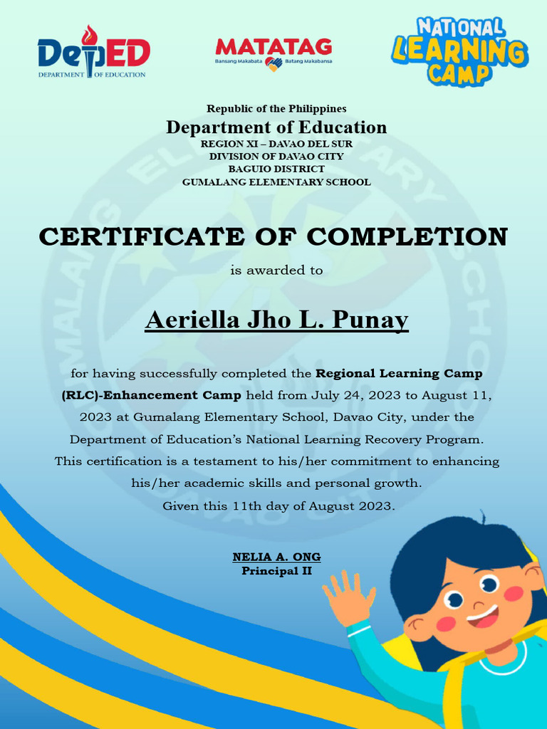 Final Certificate of Completion NLC | PDF | Government | Philippines