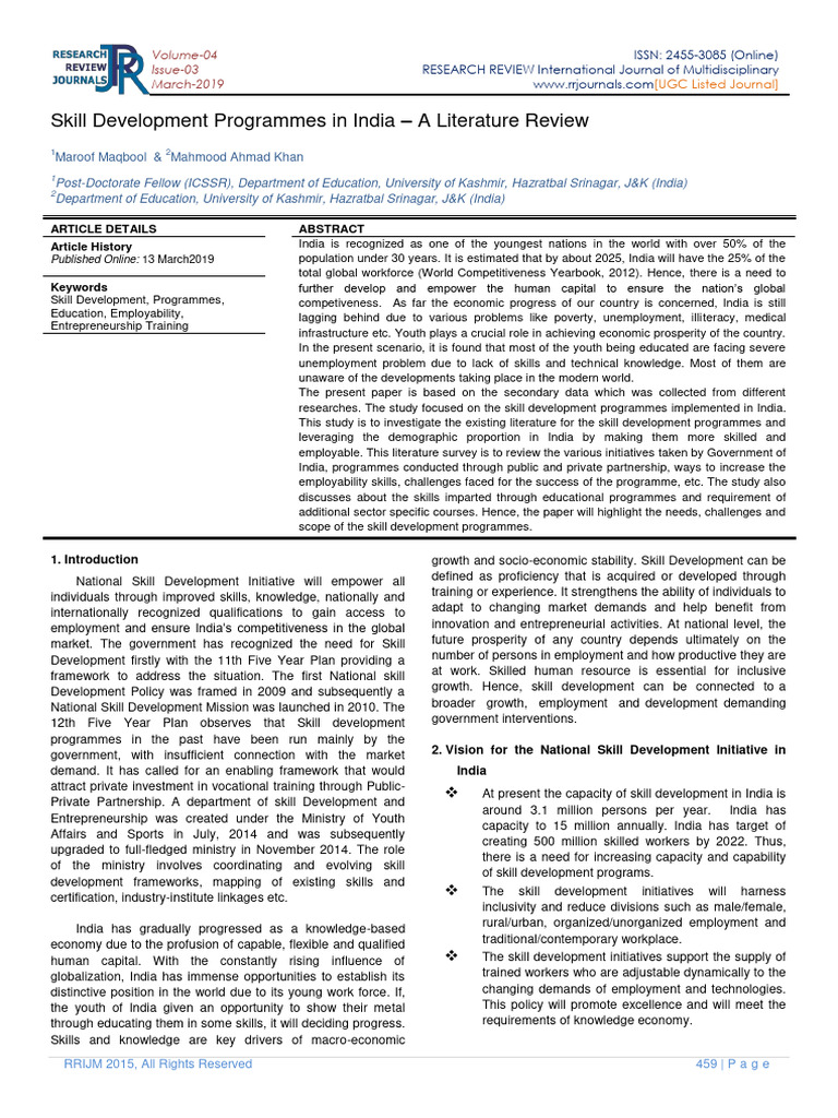 Skill Development Programmes in India A | PDF | Entrepreneurship ...