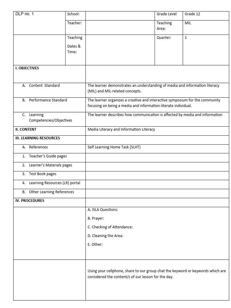 DLP-MIL-Q1-Days 1 to 2 Learner describes how communication is affected by media and information ...