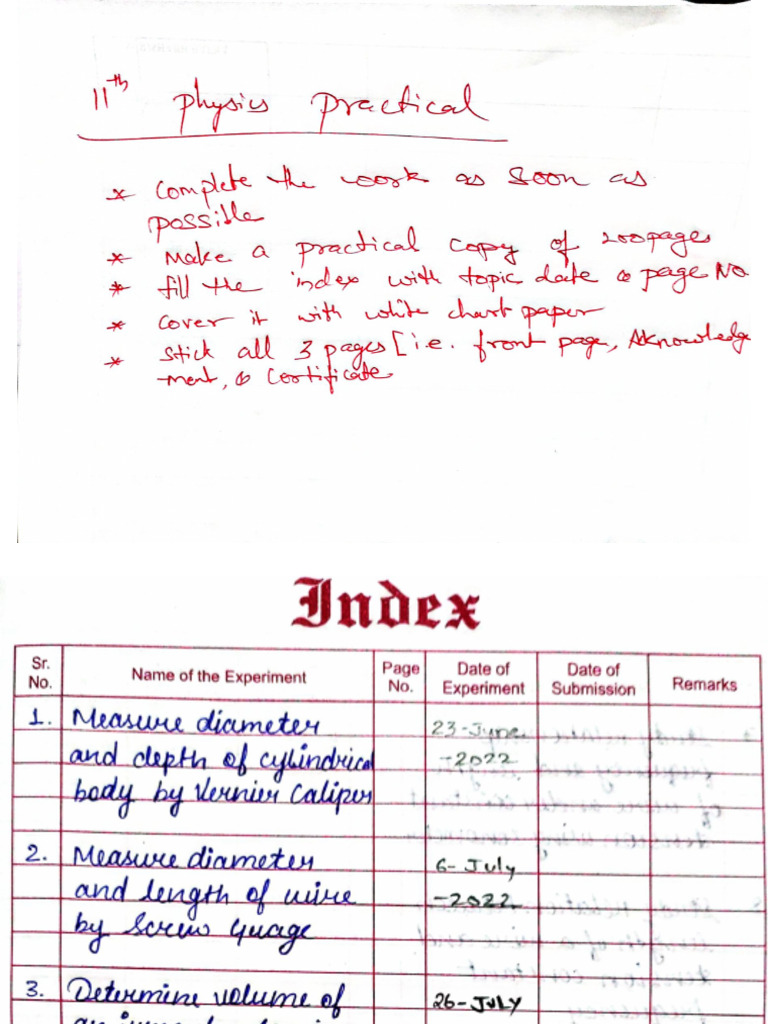 11th Physics Practical 2022-23 | PDF