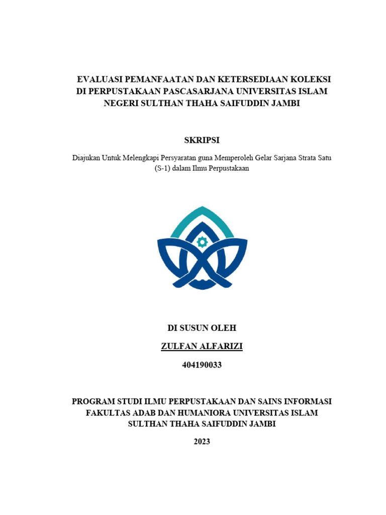 Evaluasi Pemanfaatan Dan Ketersediaan Koleksi Di Perpustakaan ... Evaluasi Pemanfaatan Dan Ketersediaan Koleksi Di Perpustakaan ...
