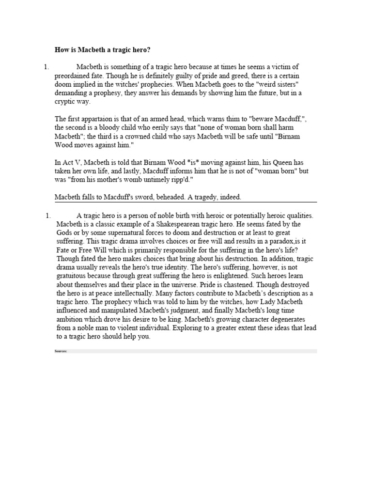How Is Macbeth A Tragic Hero | PDF | General Fiction