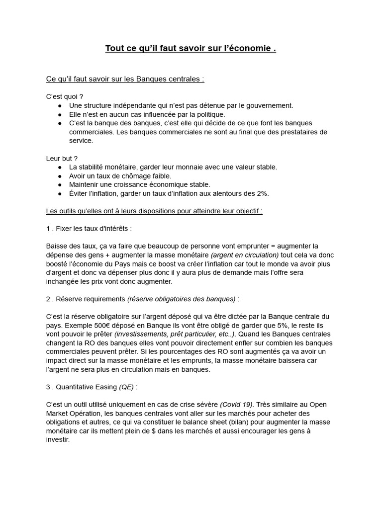 Tout Ce Quil Faut Savoir Sur Leconomie | PDF