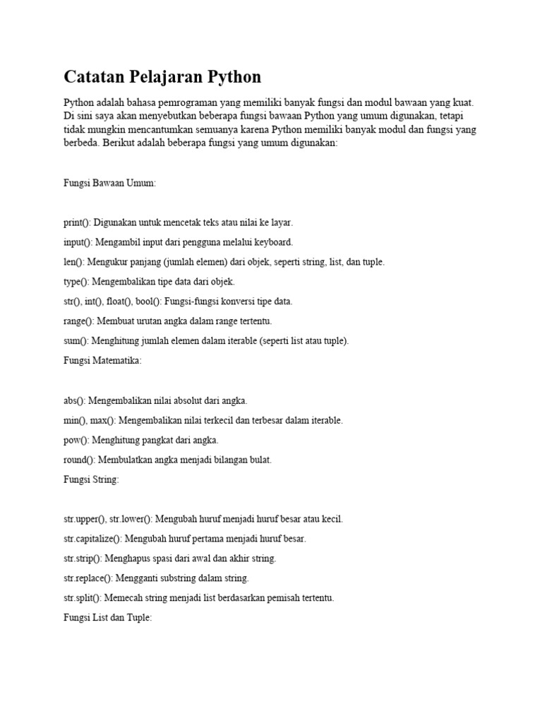 Catatan Pelajaran Python | PDF