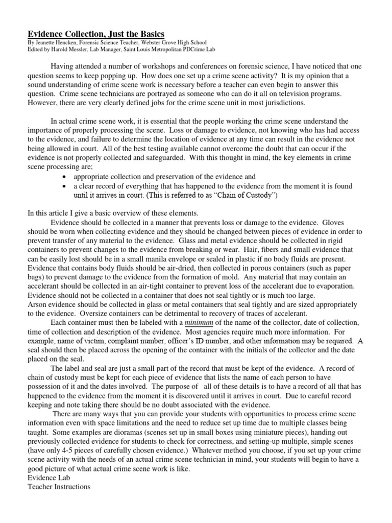 Evidence Lab Activity | PDF